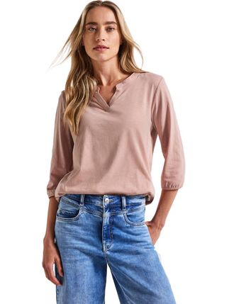 Street One Damen Split Neck Jersey Shirt