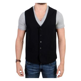 Costume National Homme, Costumes, Noir, Taille: M Gilet Casual &Eacute;l&eacute;gant en Laine Noire