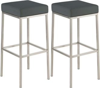 Clp 2er Set Barhocker Montreal Kunstlederbezug edelstahl grau