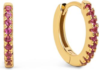 Singularu Raspberry Creolen. Sterlingsilber mit 18 Kt Vergoldeter Beschichtung und Zirkonia. Schmuck f&uuml;r Damen