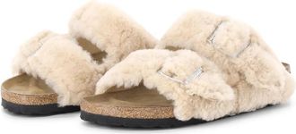 Birkenstock Low-Top Sneaker - Gef&uuml;tterte Sandalen Arizona - Gr. 37 (EU) - in Beige - f&uuml;r Damen