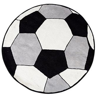 Premier Housewares Kinder Fußball Teppich, Baumwolle, Schwarz