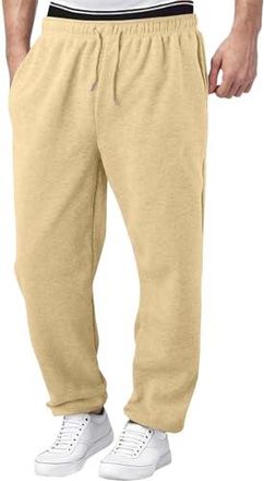 Generic Pantalon d&eacute;contract&eacute; pour homme - Couleur unie - Pantalon de travail tendance - Cordon de serrage - Taille &eacute;lastique - Pantalon de jogging pour homme,