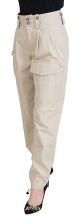 Dolce & Gabbana Beige High Waist Women Pants Cotton