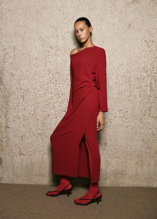 Mango Kleid mit U-Boot-Ausschnitt und Raffungen rot - Damen - XXS - MANGO