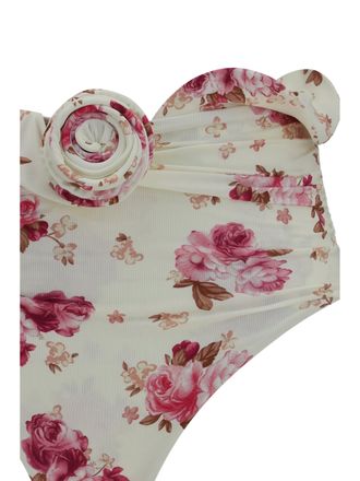 Magda Butrym Floral-Print High-Rise Bikini Bottom - Cream
