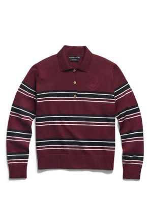 Canada Goose Gestreiftes Melrose Langarm-Poloshirt aus Strick