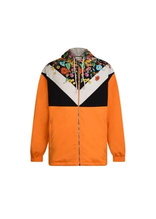 Gucci Orange Floral Print Shell Hooded jacket Size S