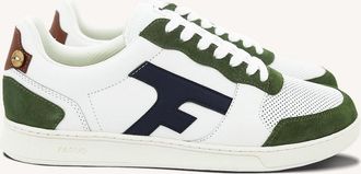 Faguo Baskets cuir blanc, bleu et kaki