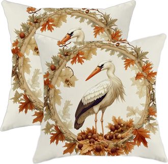 Generic Herbstst&ouml;rche V&ouml;gel Kissenh&uuml;llen Atmungsaktiv Kissenh&uuml;lle Quadratische Kissenbezug F&uuml;r Balkon Bett Hotel 45X45Cm 2Er Set