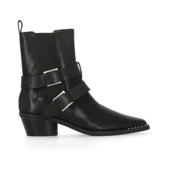 Ash Heron Stiefelette im Western-Stil mit G&uuml;rtel - - Shoes - Damen - Schwarzk - 41 EU