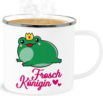 Shirtracer Emaille Becher Blechbecher - & - Tassen - Frosch K&ouml;nigin Karneval I Fasching Froschk&ouml;nigin - 300 ml - Wei&szlig; Silber - fasching- tasse carnevale karneval
