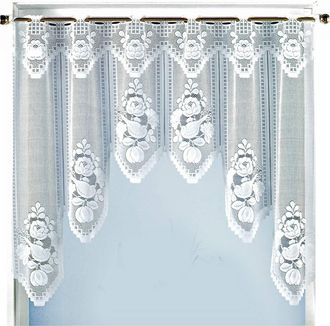 Heimtexland Fensterbild Bogen Scheibengardine Rosen Jacquard Weiß Gardine HxB 100x150cm