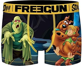 Freegun Calecon Boxer Homme Microfibre Scooby-doo, Noir, Vert, Bleu, Marron Taille S