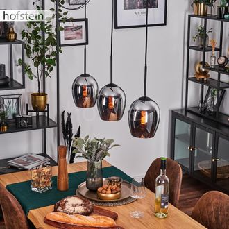 HOFSTEIN Pendelleuchte Vevino, Pendellampe aus Metall/Glas in Schwarz/Chromfarben, Leuchte im modernen Retro/Vintage-Design mit Schirmen aus Glas (&Oslash; 15 cm), H&ouml;