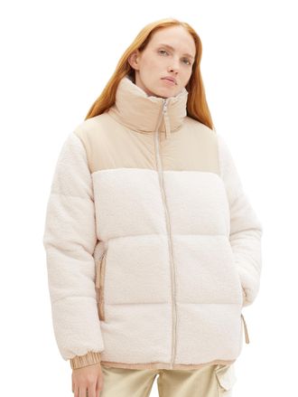 Tom Tailor Damen 1037593 Teddy Puffer Steppjacke, 10348-Gardenia White, XL