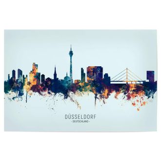 artboxONE Poster 60x40 cm St&auml;dte D&uuml;sseldorf Skyline BlueOrange - Bild d&uuml;sseldorf City Cityscape
