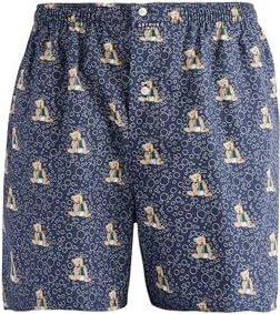 Arthur Caleçon Homme - 100% Coton Bio Doux - Coupe Ample et Confortable - Motif Champagne Bulles Marine - Taille L