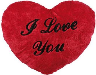 Out of the Blue Pl&uuml;schkissen Rotes Herz/Aufdruck I Love You/Ma&szlig;e: 36 x 32 cm