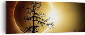Arttor Bilder auf Leinwand Sonnenfinsternis die Sonne Baum Leinwandbild 140x50cm Wandbilder Dekoration Wohnzimmer Schlafzimmer Groß XXL Wanddeko Bild Wand Ku