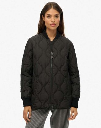 Superdry Kurze, leichte Steppjacke in Schwarz
