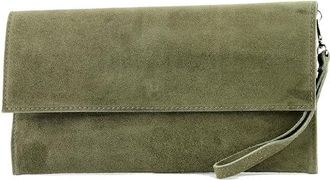 modamoda.de T151 Sac à bandoulière en daim pour femme Fait main en Italie, Vert olive 2021, s