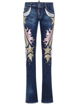 Dsquared2 jean évasé à détails métallisés - Bleu