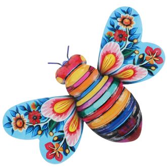 NUOBESTY Eisen Bienen Wandskulptur Wetterfeste Metall Wandkunst in Blau Rot Farbige Au&szlig;endekoration f&uuml;r Garten und Wohnr&auml;ume