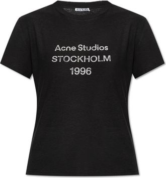 Acne Studios Femme, Tops, Noir, Taille: 42/44 FR Logo T-Shirt