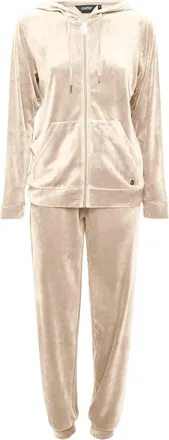 Oxmo OXMitta Damen Jogginganzug Trainingsanzug Freizeitanzug mit Kapuze Kordelzug Eingrifftaschen leicht elastisch Regular fit, Größe:S, Farbe:Cement (1407