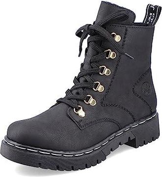 Rieker Femme Bottines Y2422, Dame Bottines à Lacets,Botte à Lacets,Chaussure de Transition,Botte,Demi-Botte,Noir (Schwarz / 00),38 EU / 5 UK