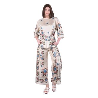 Max Mara Femme, V&ecirc;tements de nuit et de d&eacute;tente, Multicolore, Taille: 38 FR Pantalon en Twill de Soie Imprim&eacute;