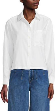 Lands End Verkürzte Oxfordbluse mit Stickereien, Damen, Größe:48-50 regular, Weiß, Baumwolle, by Lands End