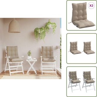 vidaXL Coussins de chaise &agrave; dossier bas lot de 2 taupe tissu oxford - Coussins De Chaise - Coussins Exterieur - Coussin Patio - Cushions Jardin