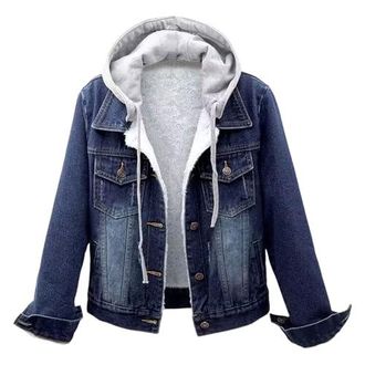 Generic Manteaux dhiver pour femmes, veste en jean chaude et &eacute;paisse avec doublure en polaire, parka, vestes en jean, vestes d&eacute;contract&eacute;es pour v&ecirc;tements dext