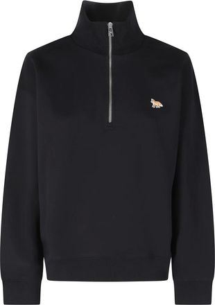 Maison Kitsun&eacute; Femme, Sweatshirts et sweats &agrave; capuche, Noir, Taille: 40 FR SweaT-shirt demi-zipp&eacute; Baby Fox