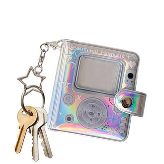 Generic Breloque de sac photo - Double porte-cl&eacute;s mignon, accessoire portable r&eacute;tro avec mini album, gadget dalbum photo, outil de conservation de m&eacute;moire ave