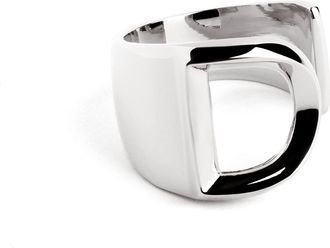 Singularu Letter Signet Personalisierter Ring. Messing mit Rhodium-Beschichtung. Schmuck für Damen. Buchstabe D