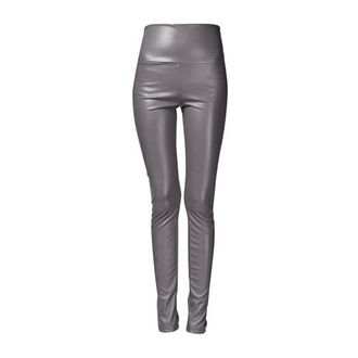Generic Pantalon extensible en similicuir taille haute pour femme - Legging daspect cuir pour femme - Legging dhiver en similicuir PU uni extensible taille ha