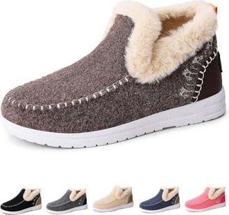 Generic Bottes orthop&eacute;diques confortables en polaire &agrave; enfiler, pour homme et femme, chaussures plates avec doublure en peluche, confortables, chaudes et anti
