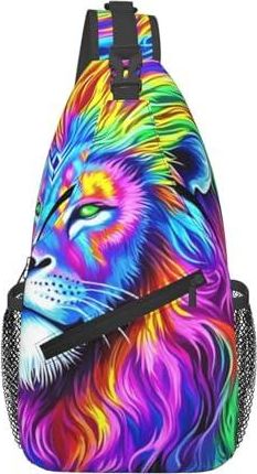 Generic Lion Universe Sac &agrave; bandouli&egrave;re pour homme avec lumi&egrave;re noire fluorescente