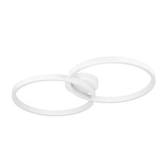 Eglo Panneau LED Amandolo, plafonnier dimmable avec t&eacute;l&eacute;commande, lampe de plafond g&eacute;om&eacute;trique pour salon et bureau, cercles en m&eacute;tal blanc, blanc chaud - 