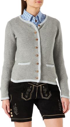Stockerpoint Caro Damen Trachtenstrickjacke, Grau Hellblau, 34