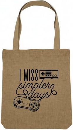 Fabulous Sac Shopping Tote Bag Aspect Lin - I Miss Simpler Days Jeux Vid&eacute;o Retro Gaming Arcade - Sac de Courses Toile Epaisse 360g Beige Naturel Cabas Port&eacute; Ep