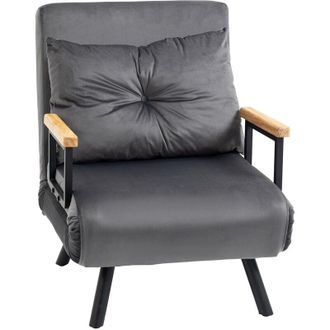HOMCOM Homcom - Schlafsofa, Klappbett mit Bettfunktion, Relaxsessel mit R&uuml;ckenkissen, Polstersofa mit Verstellbarer R&uuml;ckenlehne, Samtoptik, 63 x 73 x 81 cm