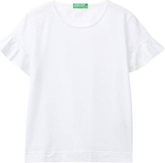 Benetton Damen 3096d107t T-Shirt, Weiß, Large