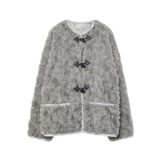 Forte_Forte Chaquet&oacute;n de pelo con bot&oacute;n alamar - - Jackets - Damen - Grau - S
