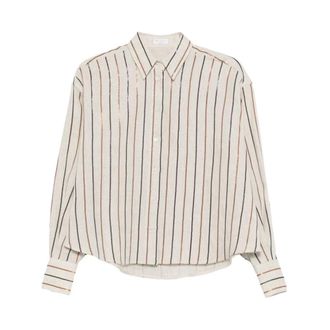 Brunello Cucinelli Femme, Blouses et Chemises, Beige, Taille: 36 FR Chemise en lin