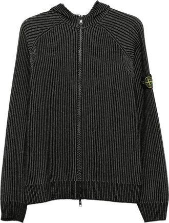 Stone Island Ribbed-knit Zip-up Cardigan