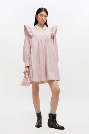 Ganni Robe chemise courte rose Chalk - Taille 40